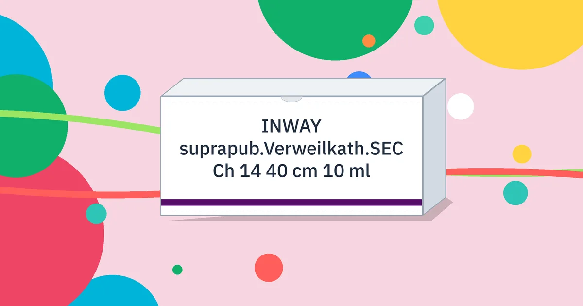 Symbolbild: Packung mit der Aufschrift INWAY suprapub.Verweilkath.SEC Ch 14 40 cm 10 ml (PZN 00052511) – Verfügbarkeit und Bezug in Apotheken in Frankfurt am Main
