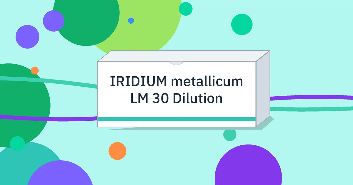 Symbolbild: Packung mit der Aufschrift IRIDIUM metallicum LM 30 Dilution (PZN 12913668) – Verfügbarkeit und Bezug in Apotheken in Frankfurt am Main