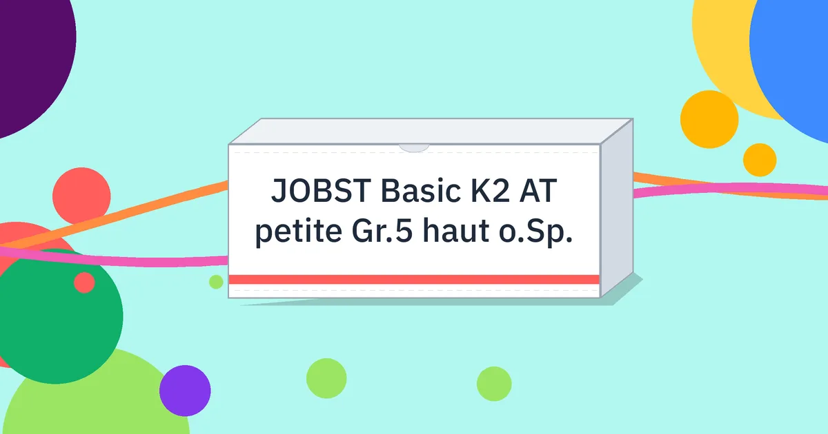 Symbolbild: Packung mit der Aufschrift JOBST Basic K2 AT petite Gr.5 haut o.Sp. (PZN 11249688) – Verfügbarkeit und Bezug in Apotheken in Frankfurt am Main