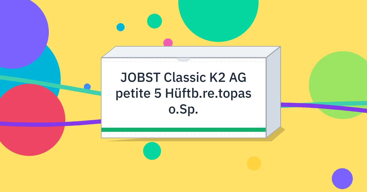 Symbolbild: Packung mit der Aufschrift JOBST Classic K2 AG petite 5 Hüftb.re.topas o.Sp. (PZN 13065917) – Verfügbarkeit und Bezug in Apotheken in Frankfurt am Main