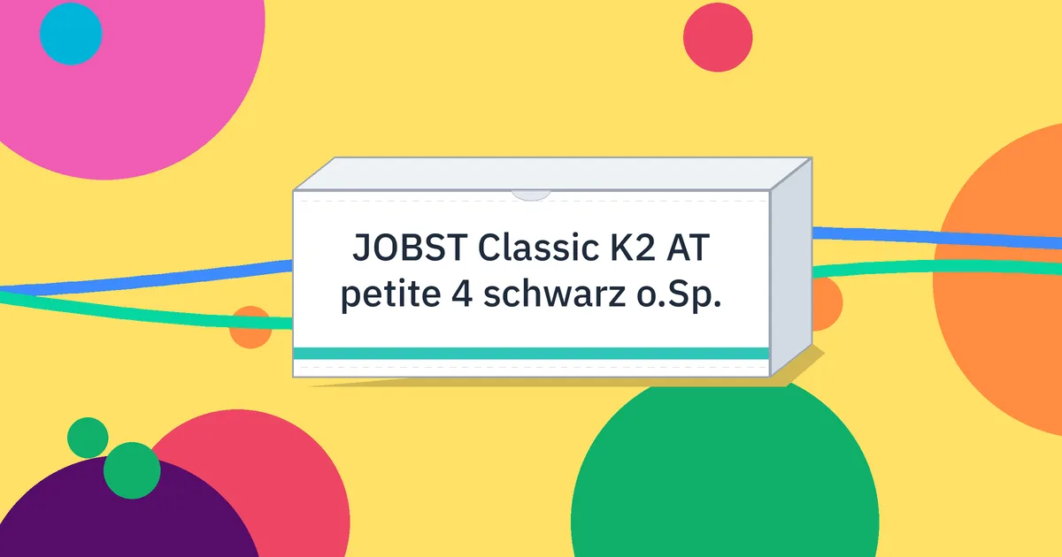 Symbolbild: Packung mit der Aufschrift JOBST Classic K2 AT petite 4 schwarz o.Sp. (PZN 11275651) – Verfügbarkeit und Bezug in Apotheken in Frankfurt am Main