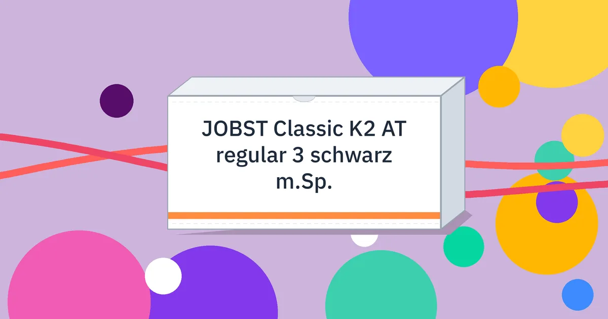 Symbolbild: Packung mit der Aufschrift JOBST Classic K2 AT regular 3 schwarz m.Sp. (PZN 10729009) – Verfügbarkeit und Bezug in Apotheken in Frankfurt am Main