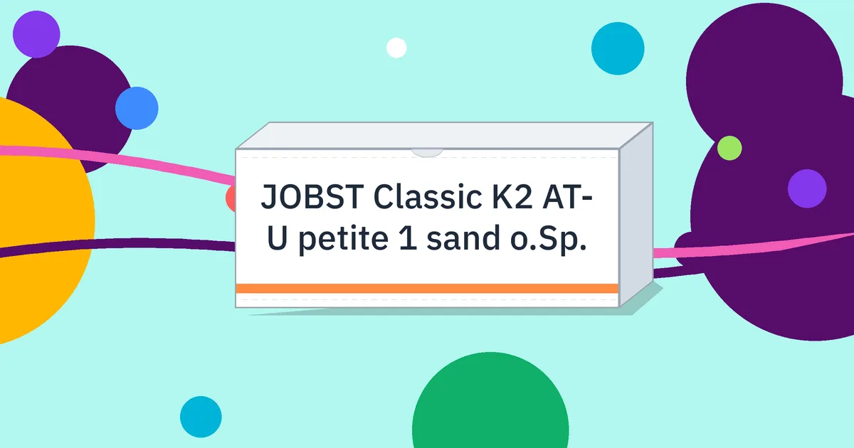 Symbolbild: Packung mit der Aufschrift JOBST Classic K2 AT-U petite 1 sand o.Sp. (PZN 13068436) – Verfügbarkeit und Bezug in Apotheken in Frankfurt am Main