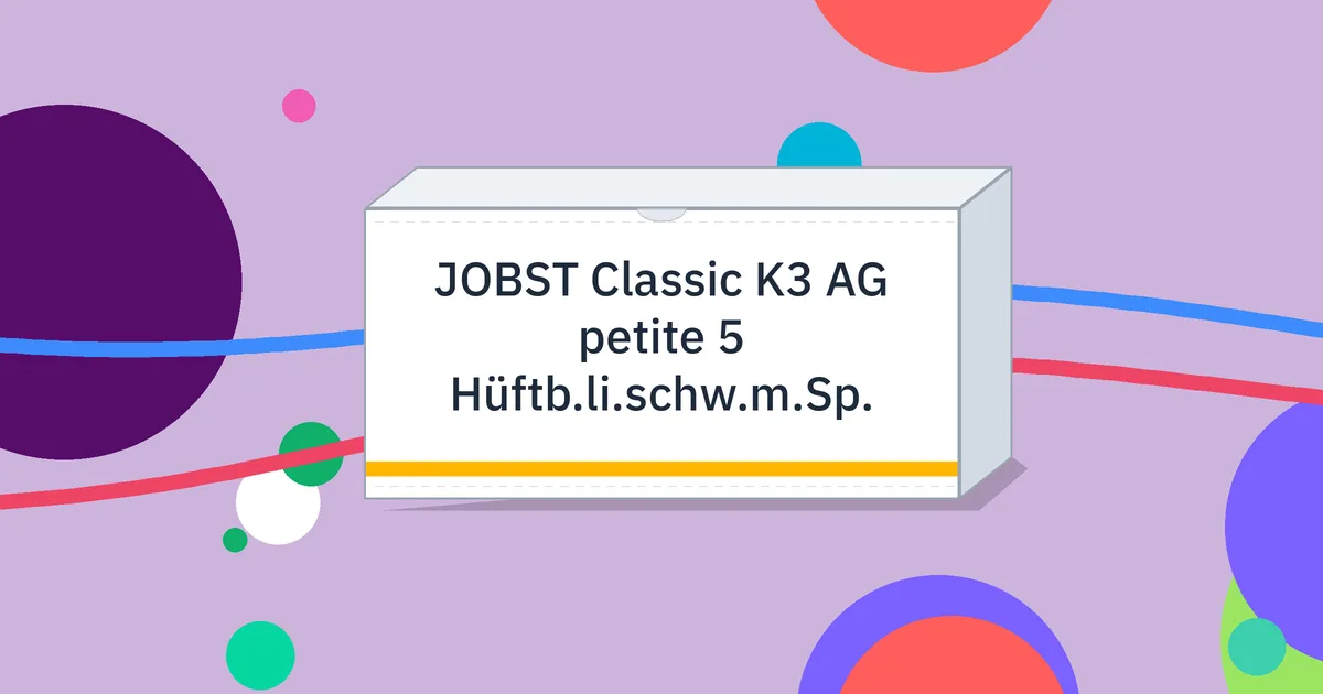 Symbolbild: Packung mit der Aufschrift JOBST Classic K3 AG petite 5 Hüftb.li.schw.m.Sp. (PZN 13074299) – Verfügbarkeit und Bezug in Apotheken in Frankfurt am Main