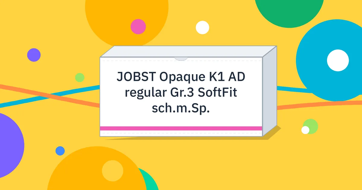 Symbolbild: Packung mit der Aufschrift JOBST Opaque K1 AD regular Gr.3 SoftFit sch.m.Sp. (PZN 13082057) – Verfügbarkeit und Bezug in Apotheken in Frankfurt am Main