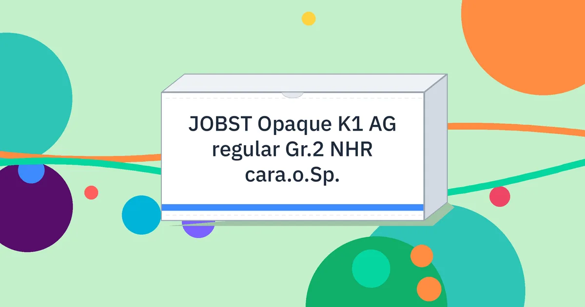 Symbolbild: Packung mit der Aufschrift JOBST Opaque K1 AG regular Gr.2 NHR cara.o.Sp. (PZN 13095114) – Verfügbarkeit und Bezug in Apotheken in Frankfurt am Main