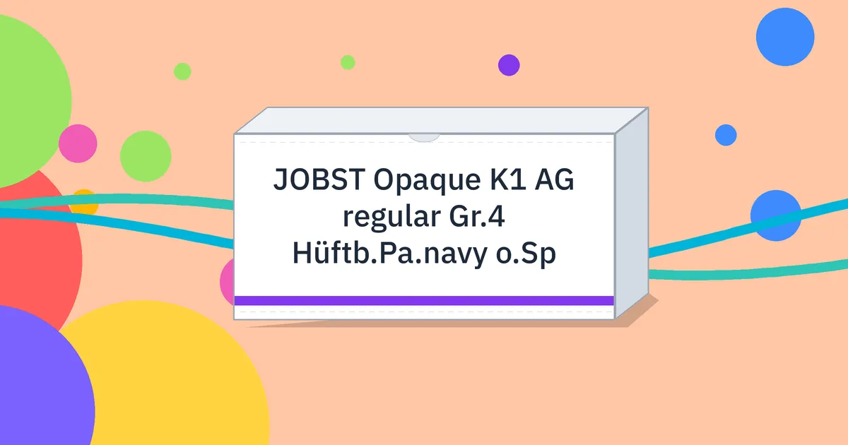 Symbolbild: Packung mit der Aufschrift JOBST Opaque K1 AG regular Gr.4 Hüftb.Pa.navy o.Sp (PZN 13100861) – Verfügbarkeit und Bezug in Apotheken in Frankfurt am Main