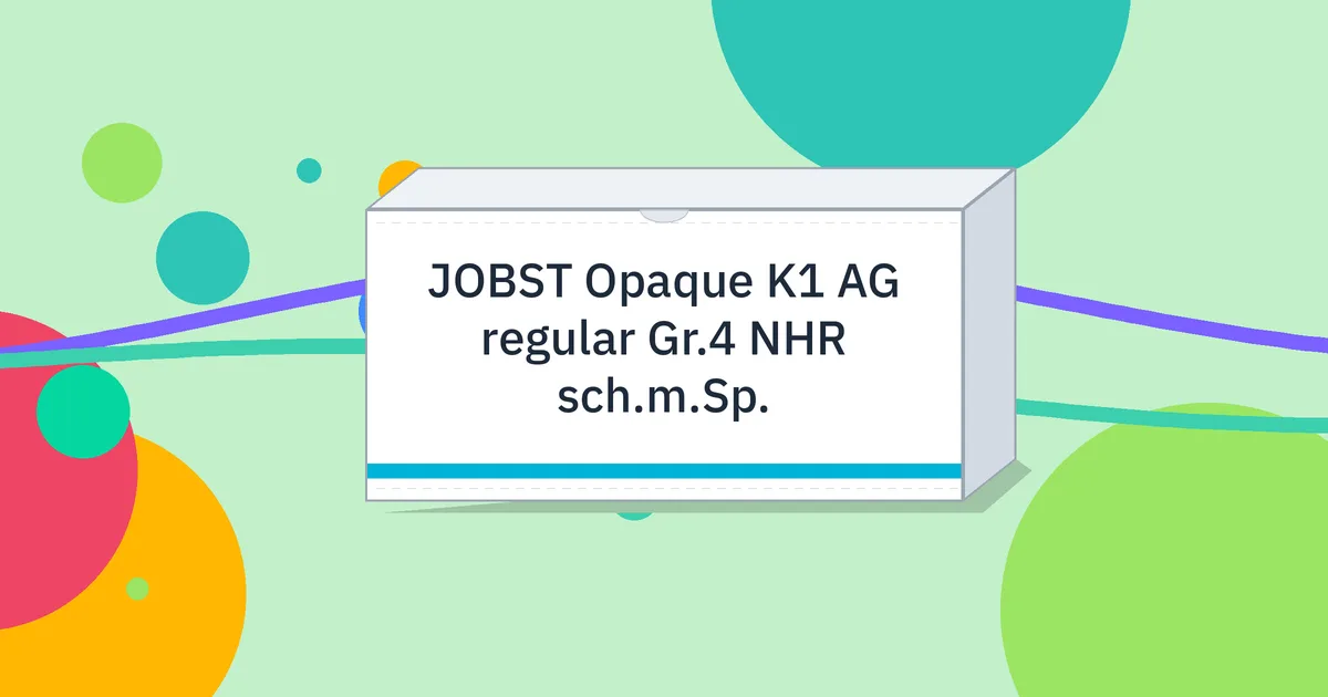 Symbolbild: Packung mit der Aufschrift JOBST Opaque K1 AG regular Gr.4 NHR sch.m.Sp. (PZN 13091719) – Verfügbarkeit und Bezug in Apotheken in Frankfurt am Main