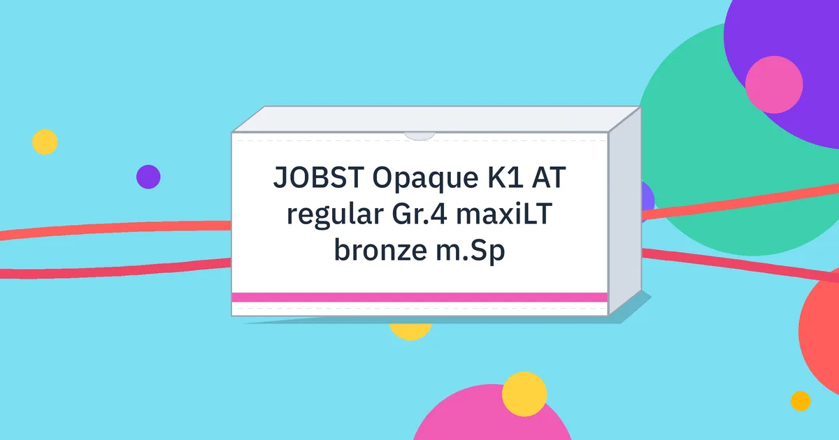 Symbolbild: Packung mit der Aufschrift JOBST Opaque K1 AT regular Gr.4 maxiLT bronze m.Sp (PZN 13105870) – Verfügbarkeit und Bezug in Apotheken in Frankfurt am Main