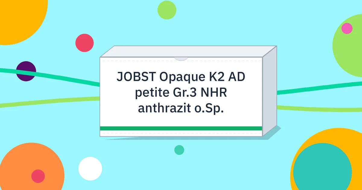 Symbolbild: Packung mit der Aufschrift JOBST Opaque K2 AD petite Gr.3 NHR anthrazit o.Sp. (PZN 16279441) – Verfügbarkeit und Bezug in Apotheken in Frankfurt am Main