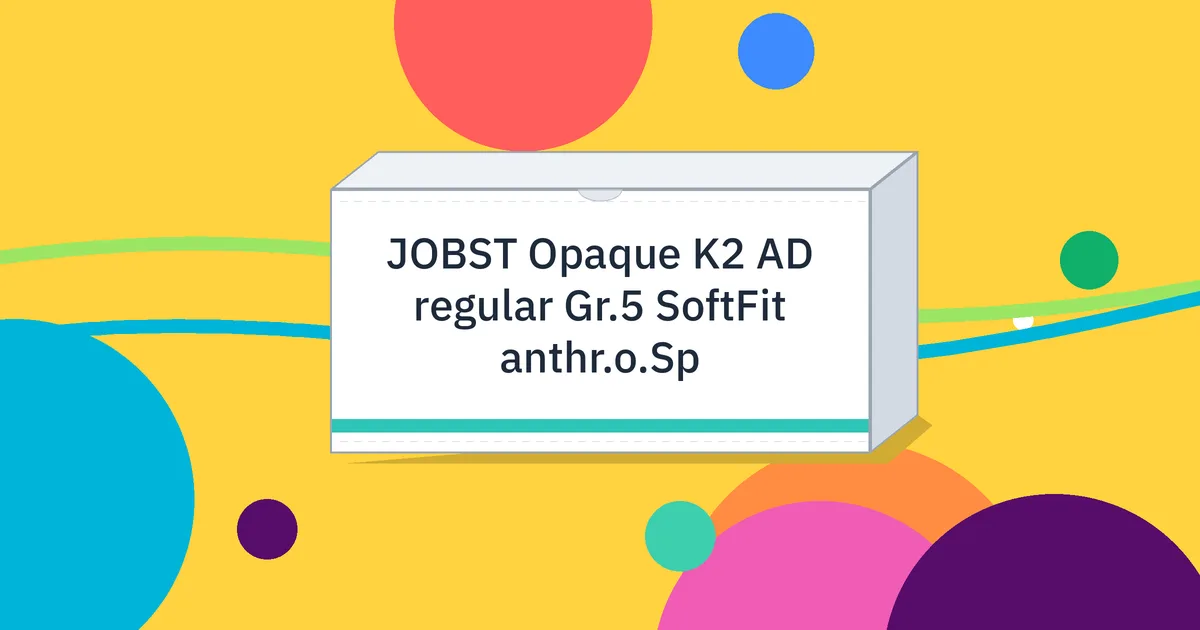 Symbolbild: Packung mit der Aufschrift JOBST Opaque K2 AD regular Gr.5 SoftFit anthr.o.Sp (PZN 16277347) – Verfügbarkeit und Bezug in Apotheken in Frankfurt am Main