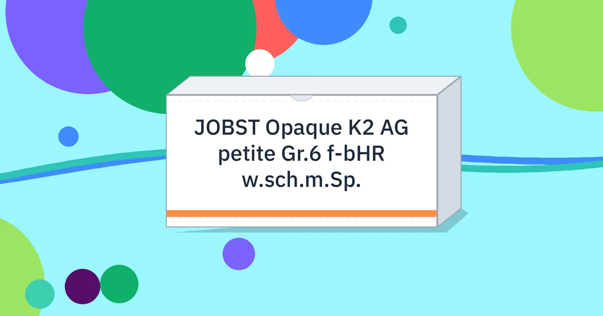 Symbolbild: Packung mit der Aufschrift JOBST Opaque K2 AG petite Gr.6 f-bHR w.sch.m.Sp. (PZN 11255909) – Verfügbarkeit und Bezug in Apotheken in Frankfurt am Main