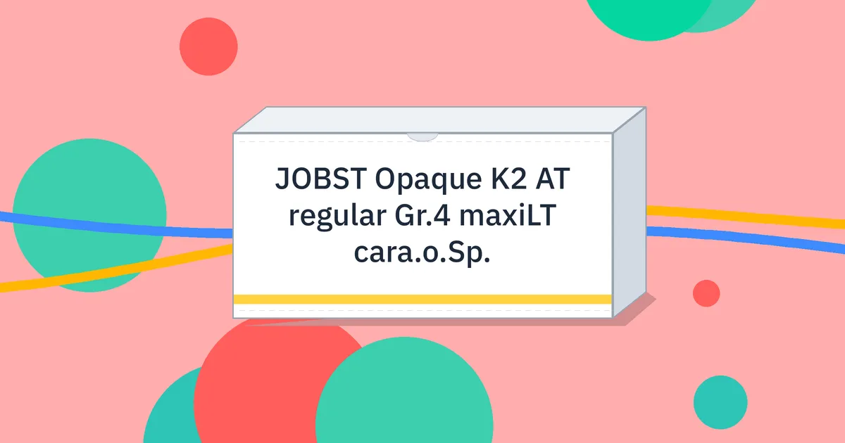Symbolbild: Packung mit der Aufschrift JOBST Opaque K2 AT regular Gr.4 maxiLT cara.o.Sp. (PZN 13121923) – Verfügbarkeit und Bezug in Apotheken in Frankfurt am Main