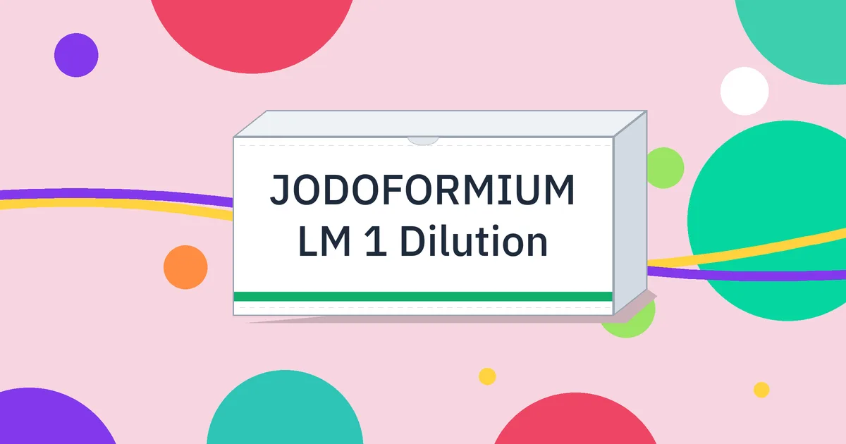 Symbolbild: Packung mit der Aufschrift JODOFORMIUM LM 1 Dilution (PZN 13563093) – Verfügbarkeit und Bezug in Apotheken in Frankfurt am Main