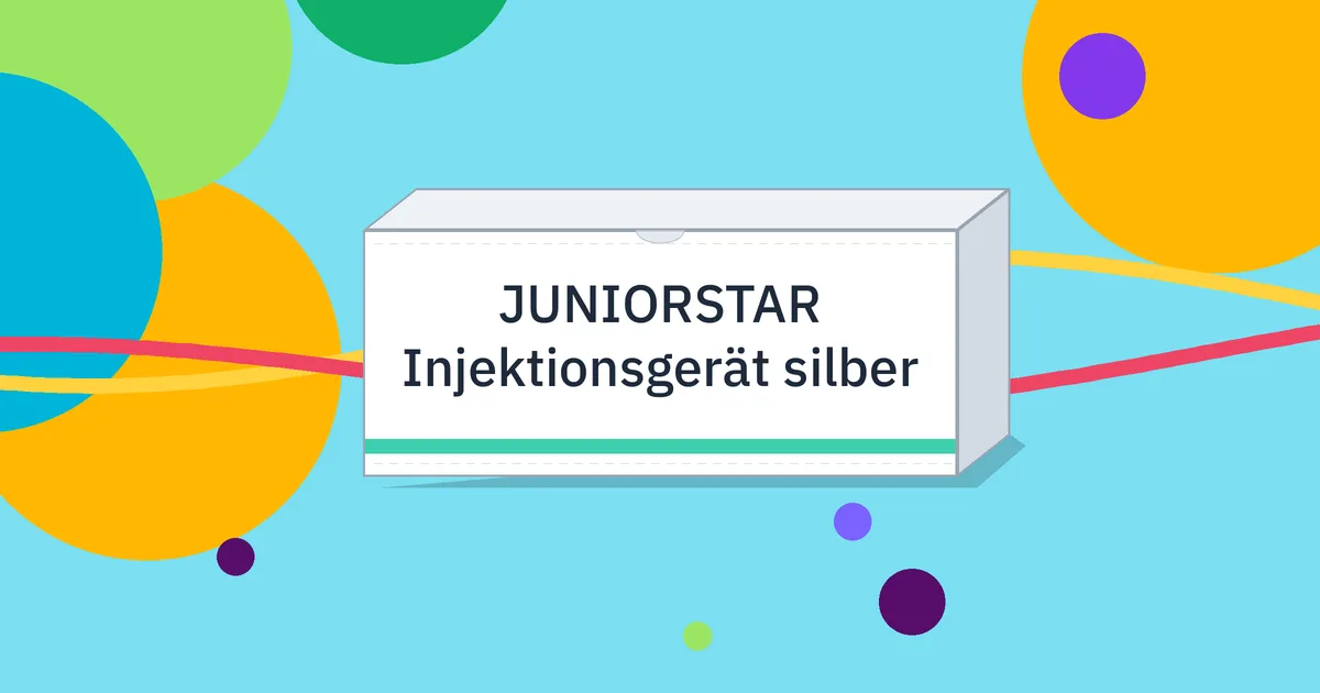 Symbolbild: Packung mit der Aufschrift JUNIORSTAR Injektionsgerät silber (PZN 13919325) – Verfügbarkeit und Bezug in Apotheken in Frankfurt am Main