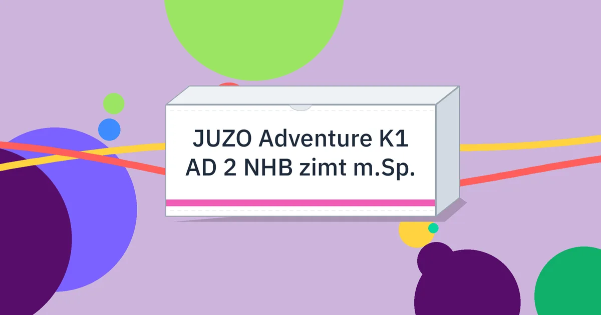 Symbolbild: Packung mit der Aufschrift JUZO Adventure K1 AD 2 NHB zimt m.Sp. (PZN 16491661) – Verfügbarkeit und Bezug in Apotheken in Frankfurt am Main