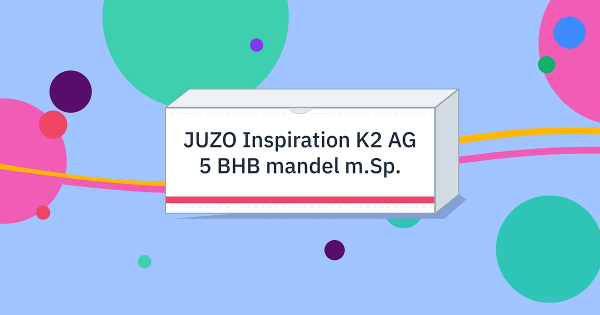 Symbolbild: Packung mit der Aufschrift JUZO Inspiration K2 AG 5 BHB mandel m.Sp. (PZN 14833011) – Verfügbarkeit und Bezug in Apotheken in Frankfurt am Main