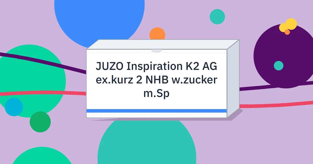 Symbolbild: Packung mit der Aufschrift JUZO Inspiration K2 AG ex.kurz 2 NHB w.zucker m.Sp (PZN 14962719) – Verfügbarkeit und Bezug in Apotheken in Frankfurt am Main