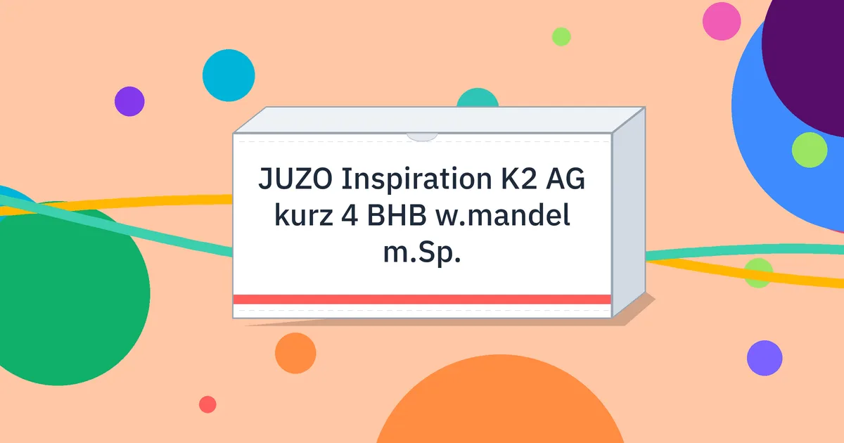 Symbolbild: Packung mit der Aufschrift JUZO Inspiration K2 AG kurz 4 BHB w.mandel m.Sp. (PZN 14850179) – Verfügbarkeit und Bezug in Apotheken in Frankfurt am Main