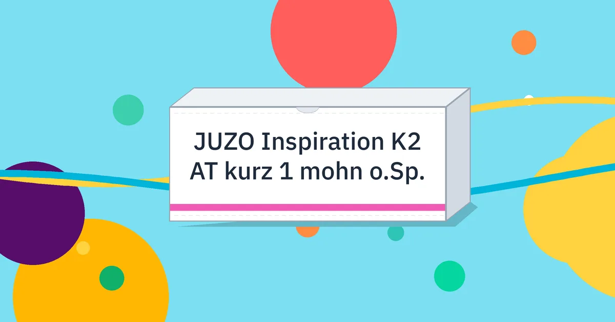 Symbolbild: Packung mit der Aufschrift JUZO Inspiration K2 AT kurz 1 mohn o.Sp. (PZN 14930576) – Verfügbarkeit und Bezug in Apotheken in Frankfurt am Main