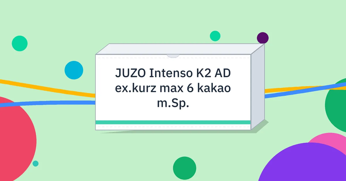 Symbolbild: Packung mit der Aufschrift JUZO Intenso K2 AD ex.kurz max 6 kakao m.Sp. (PZN 18607180) – Verfügbarkeit und Bezug in Apotheken in Frankfurt am Main