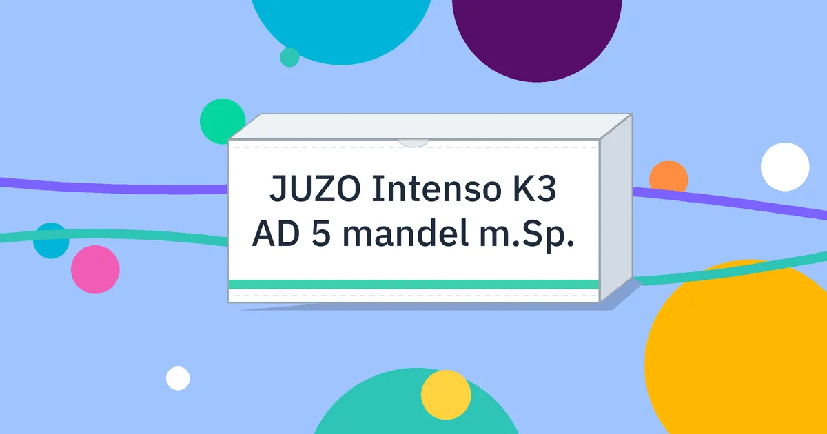 Symbolbild: Packung mit der Aufschrift JUZO Intenso K3 AD 5 mandel m.Sp. (PZN 18627521) – Verfügbarkeit und Bezug in Apotheken in Frankfurt am Main