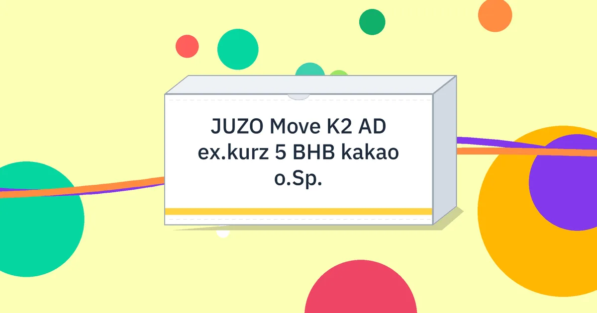 Symbolbild: Packung mit der Aufschrift JUZO Move K2 AD ex.kurz 5 BHB kakao o.Sp. (PZN 18542730) – Verfügbarkeit und Bezug in Apotheken in Frankfurt am Main