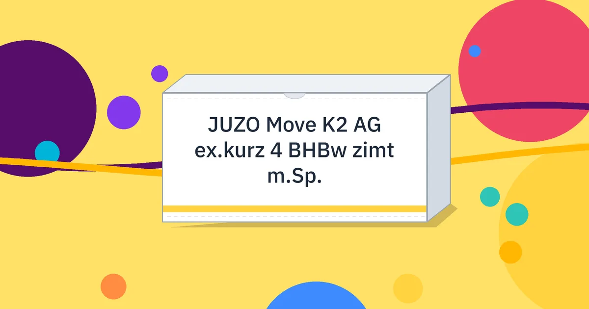 Symbolbild: Packung mit der Aufschrift JUZO Move K2 AG ex.kurz 4 BHBw zimt m.Sp. (PZN 18532329) – Verfügbarkeit und Bezug in Apotheken in Frankfurt am Main