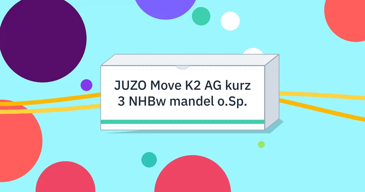 Symbolbild: Packung mit der Aufschrift JUZO Move K2 AG kurz 3 NHBw mandel o.Sp. (PZN 16641379) – Verfügbarkeit und Bezug in Apotheken in Frankfurt am Main