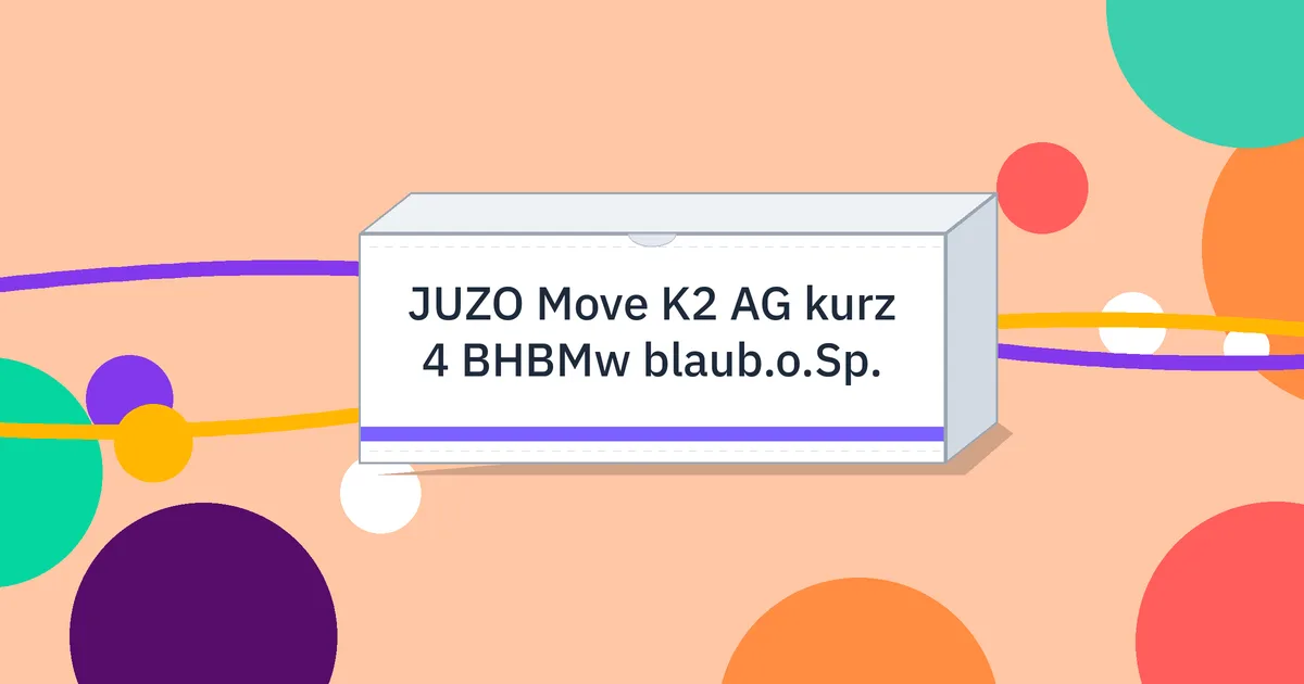 Symbolbild: Packung mit der Aufschrift JUZO Move K2 AG kurz 4 BHBMw blaub.o.Sp. (PZN 18562342) – Verfügbarkeit und Bezug in Apotheken in Frankfurt am Main