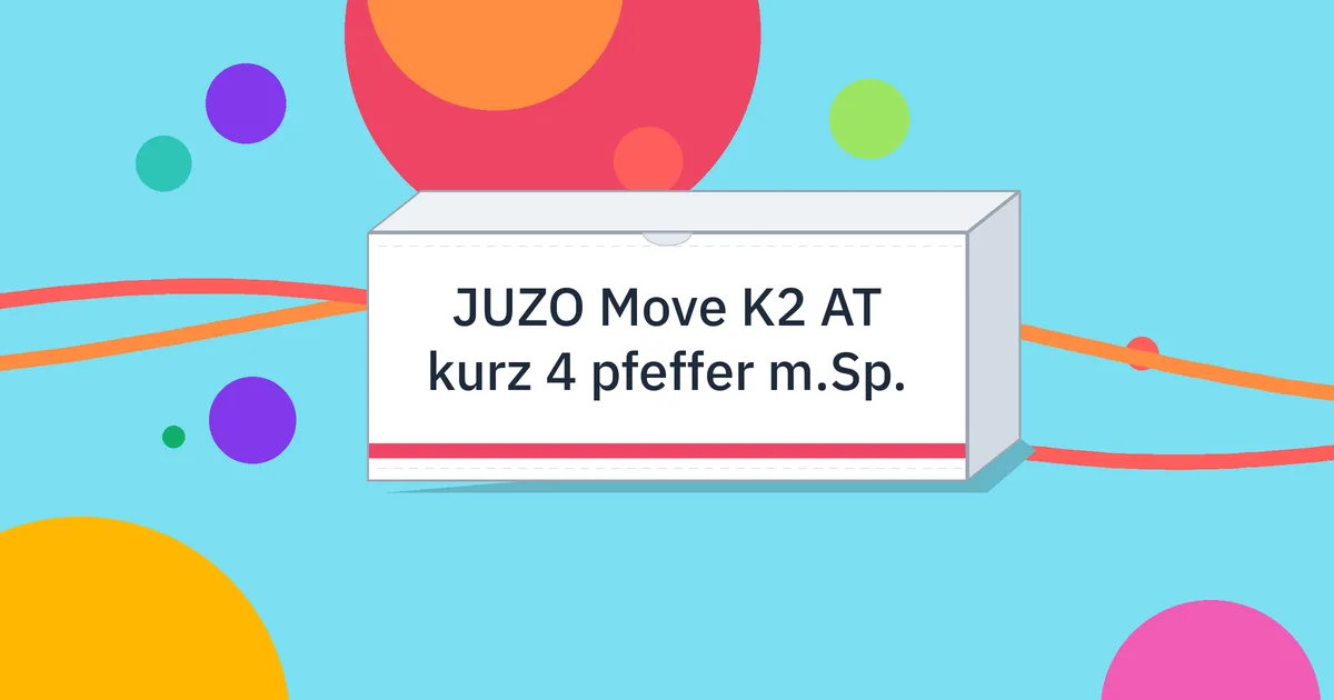 Symbolbild: Packung mit der Aufschrift JUZO Move K2 AT kurz 4 pfeffer m.Sp. (PZN 20673681) – Verfügbarkeit und Bezug in Apotheken in Frankfurt am Main