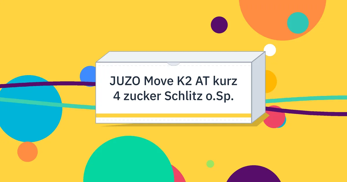 Symbolbild: Packung mit der Aufschrift JUZO Move K2 AT kurz 4 zucker Schlitz o.Sp. (PZN 20676219) – Verfügbarkeit und Bezug in Apotheken in Frankfurt am Main