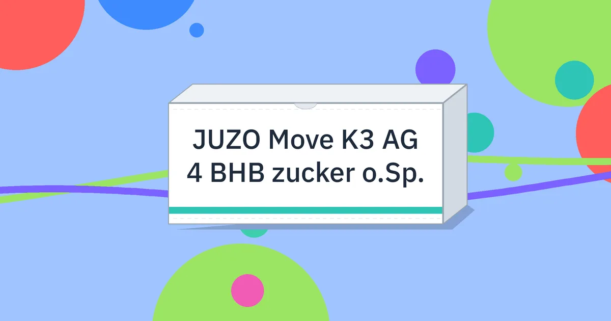 Symbolbild: Packung mit der Aufschrift JUZO Move K3 AG 4 BHB zucker o.Sp. (PZN 18577533) – Verfügbarkeit und Bezug in Apotheken in Frankfurt am Main