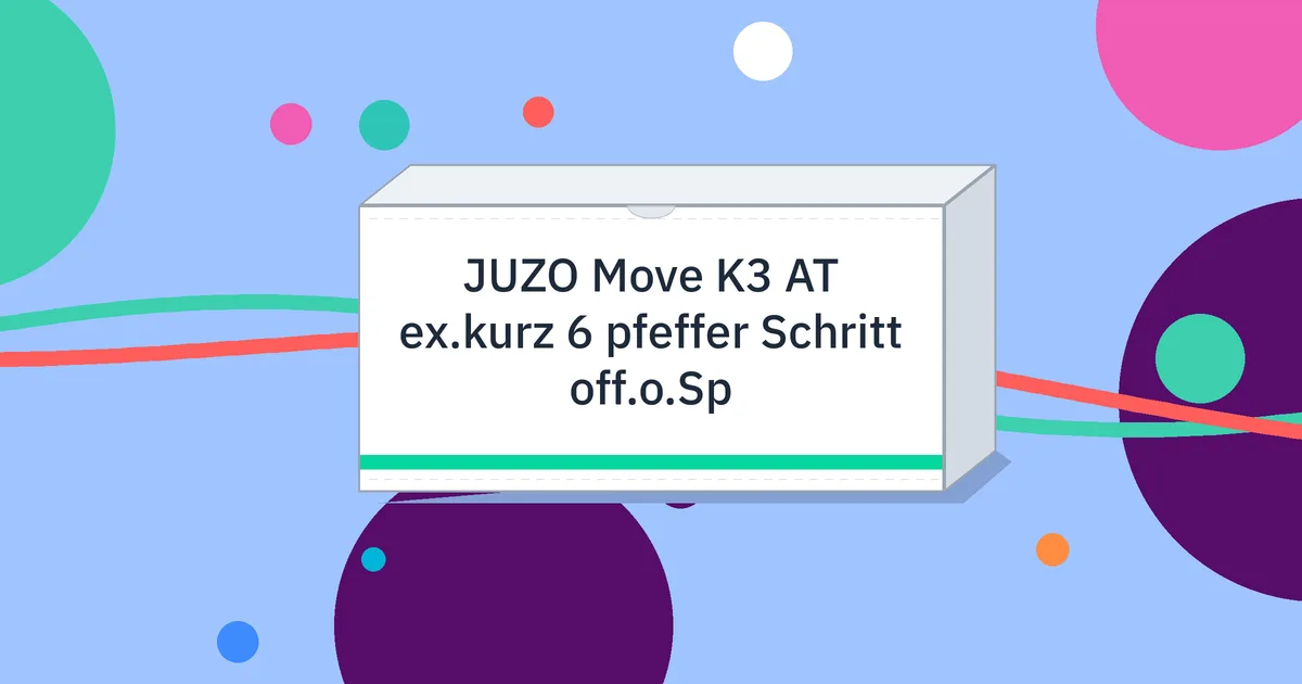 Symbolbild: Packung mit der Aufschrift JUZO Move K3 AT ex.kurz 6 pfeffer Schritt off.o.Sp (PZN 20681924) – Verfügbarkeit und Bezug in Apotheken in Frankfurt am Main