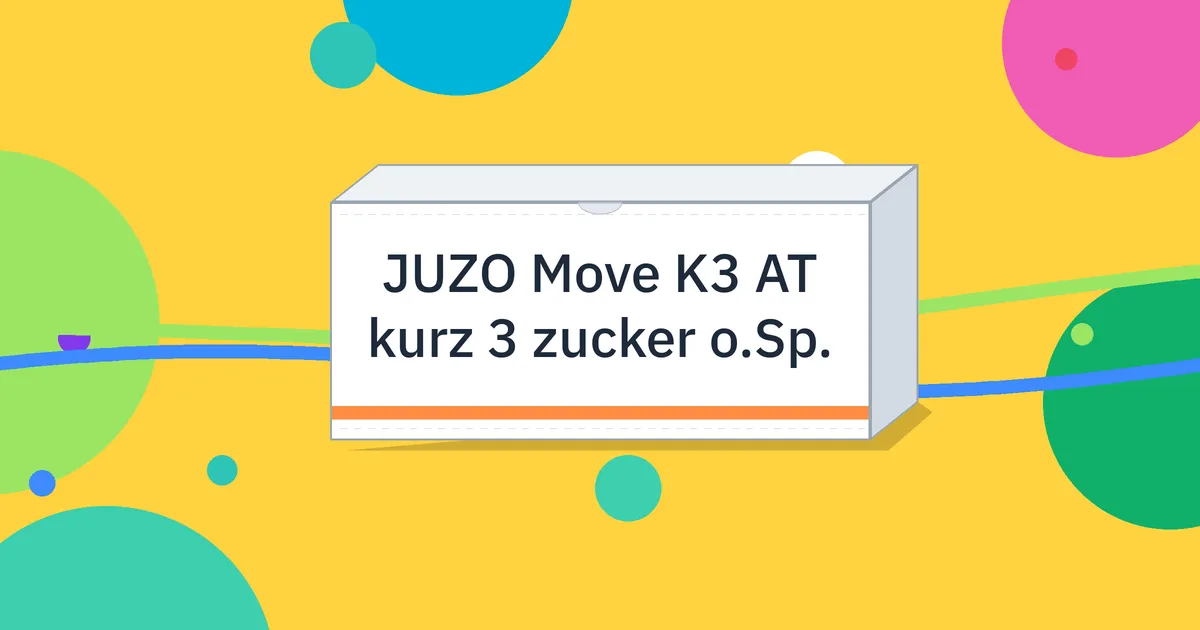 Symbolbild: Packung mit der Aufschrift JUZO Move K3 AT kurz 3 zucker o.Sp. (PZN 20684437) – Verfügbarkeit und Bezug in Apotheken in Frankfurt am Main
