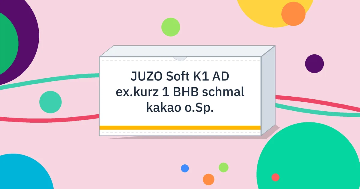 Symbolbild: Packung mit der Aufschrift JUZO Soft K1 AD ex.kurz 1 BHB schmal kakao o.Sp. (PZN 15464745) – Verfügbarkeit und Bezug in Apotheken in Frankfurt am Main