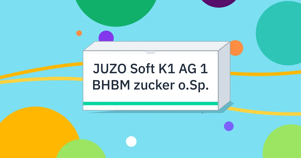 Symbolbild: Packung mit der Aufschrift JUZO Soft K1 AG 1 BHBM zucker o.Sp. (PZN 14856696) – Verfügbarkeit und Bezug in Apotheken in Frankfurt am Main
