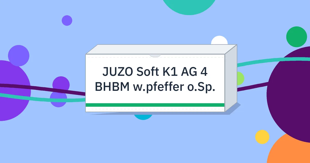 Symbolbild: Packung mit der Aufschrift JUZO Soft K1 AG 4 BHBM w.pfeffer o.Sp. (PZN 14864690) – Verfügbarkeit und Bezug in Apotheken in Frankfurt am Main