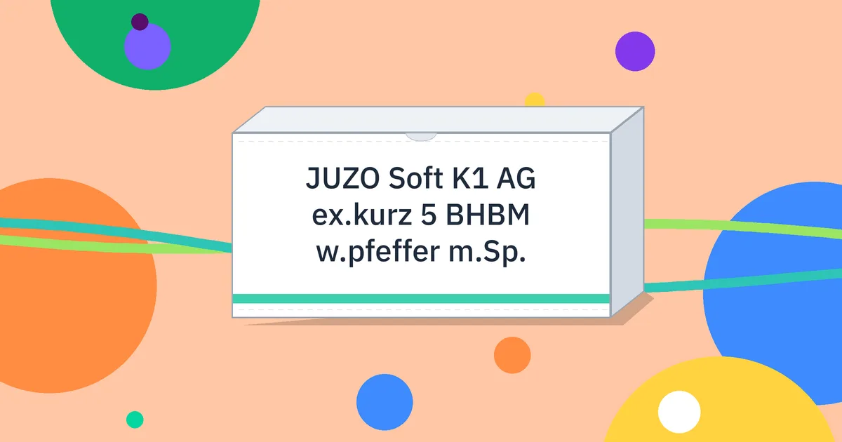 Symbolbild: Packung mit der Aufschrift JUZO Soft K1 AG ex.kurz 5 BHBM w.pfeffer m.Sp. (PZN 14864052) – Verfügbarkeit und Bezug in Apotheken in Frankfurt am Main