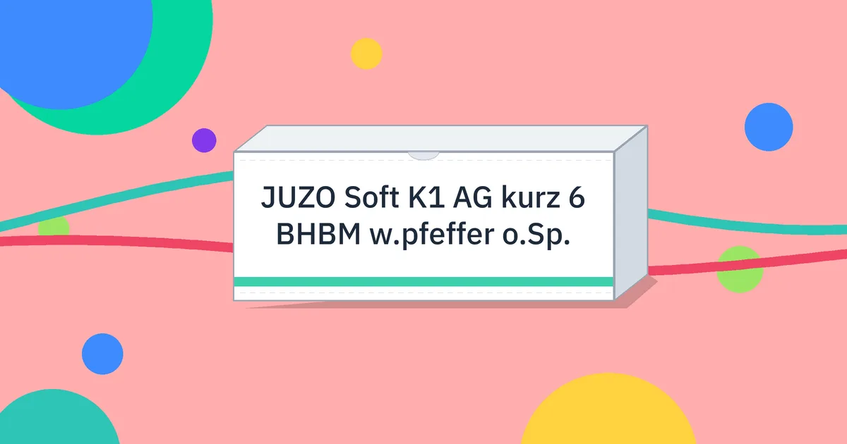 Symbolbild: Packung mit der Aufschrift JUZO Soft K1 AG kurz 6 BHBM w.pfeffer o.Sp. (PZN 14865376) – Verfügbarkeit und Bezug in Apotheken in Frankfurt am Main