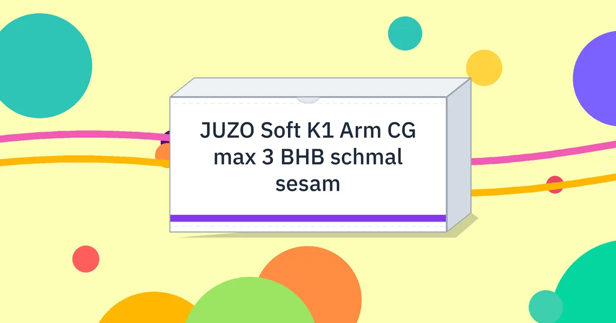 Symbolbild: Packung mit der Aufschrift JUZO Soft K1 Arm CG max 3 BHB schmal sesam (PZN 15509560) – Verfügbarkeit und Bezug in Apotheken in Frankfurt am Main