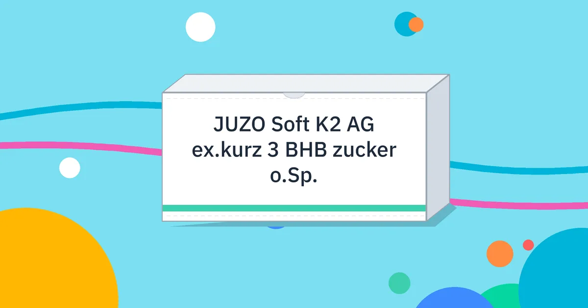 Symbolbild: Packung mit der Aufschrift JUZO Soft K2 AG ex.kurz 3 BHB zucker o.Sp. (PZN 14827890) – Verfügbarkeit und Bezug in Apotheken in Frankfurt am Main