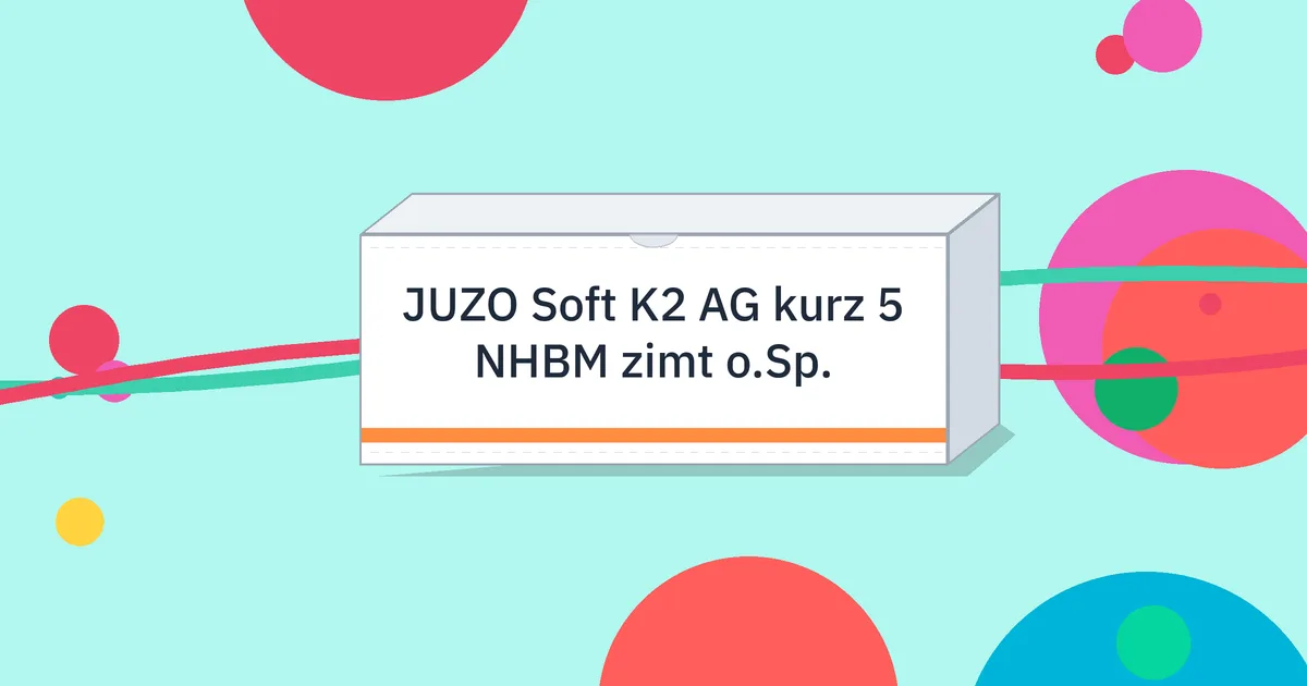 Symbolbild: Packung mit der Aufschrift JUZO Soft K2 AG kurz 5 NHBM zimt o.Sp. (PZN 14998462) – Verfügbarkeit und Bezug in Apotheken in Frankfurt am Main