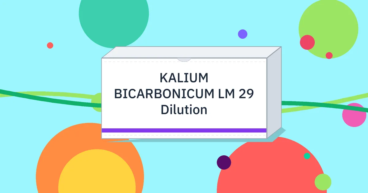 Symbolbild: Packung mit der Aufschrift KALIUM BICARBONICUM LM 29 Dilution (PZN 13783653) – Verfügbarkeit und Bezug in Apotheken in Frankfurt am Main
