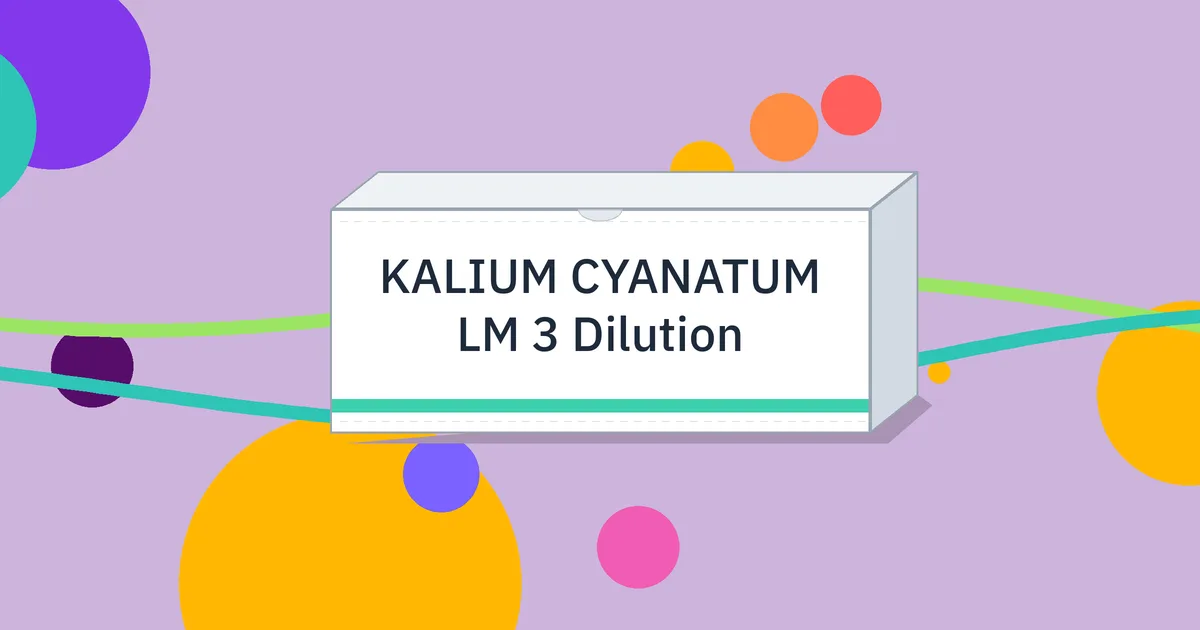 Symbolbild: Packung mit der Aufschrift KALIUM CYANATUM LM 3 Dilution (PZN 12920473) – Verfügbarkeit und Bezug in Apotheken in Frankfurt am Main