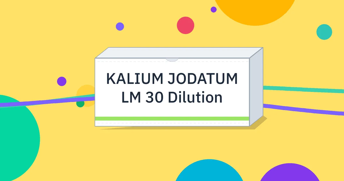 Symbolbild: Packung mit der Aufschrift KALIUM JODATUM LM 30 Dilution (PZN 12922615) – Verfügbarkeit und Bezug in Apotheken in Frankfurt am Main