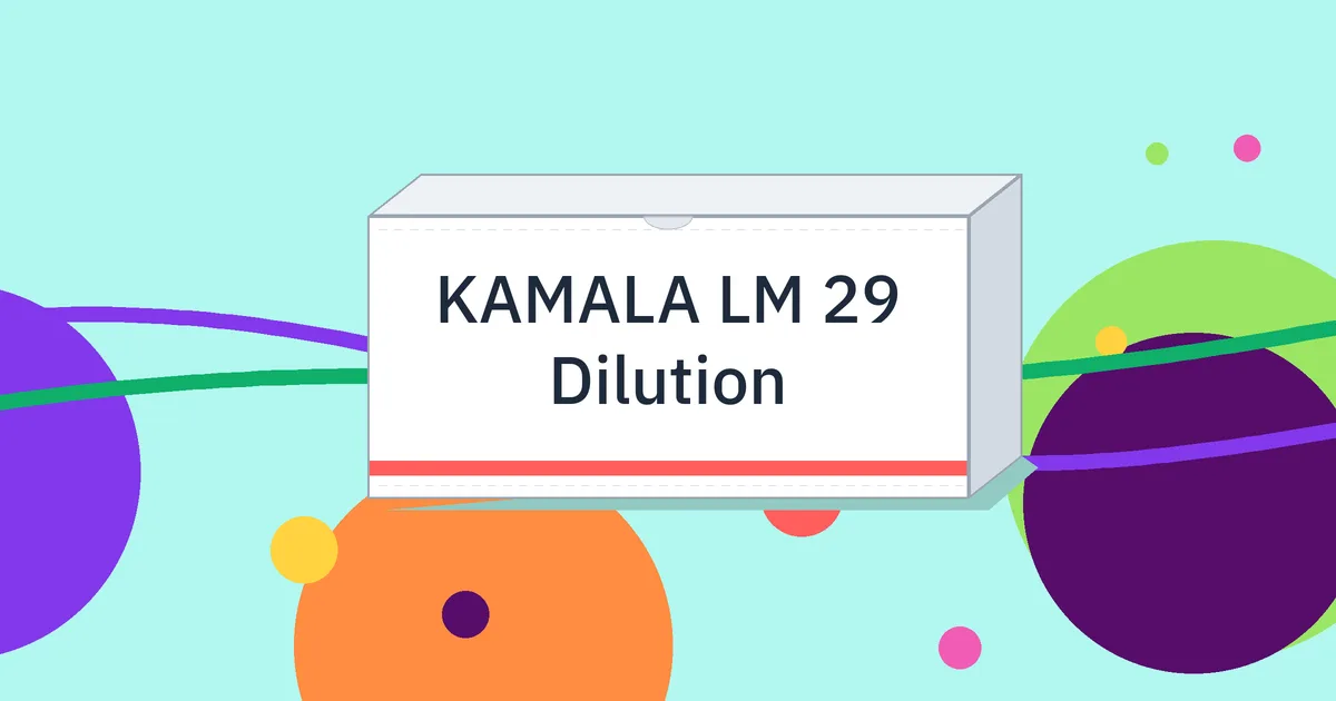 Symbolbild: Packung mit der Aufschrift KAMALA LM 29 Dilution (PZN 13518230) – Verfügbarkeit und Bezug in Apotheken in Frankfurt am Main