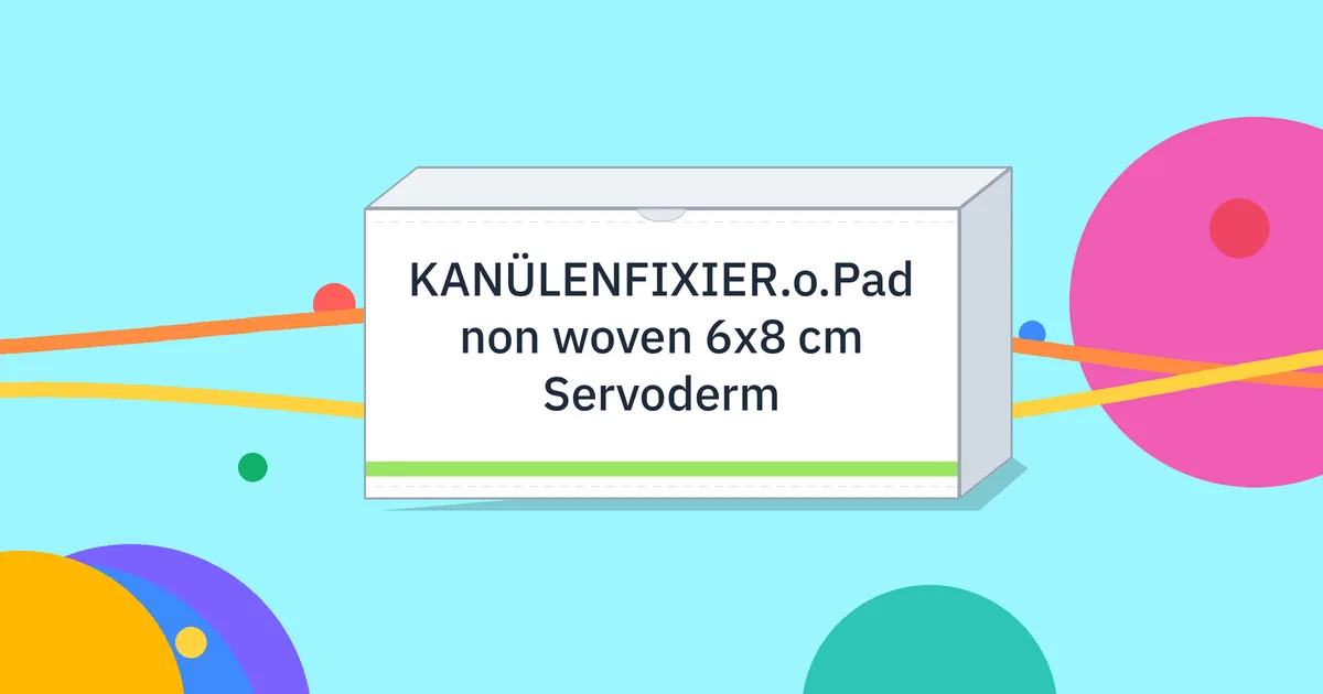 Symbolbild: Packung mit der Aufschrift KANÜLENFIXIER.o.Pad non woven 6x8 cm Servoderm (PZN 02512891) – Verfügbarkeit und Bezug in Apotheken in Frankfurt am Main