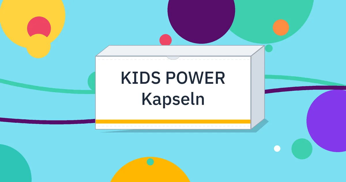Symbolbild: Packung mit der Aufschrift KIDS POWER Kapseln (PZN 19302293) – Verfügbarkeit und Bezug in Apotheken in Frankfurt am Main