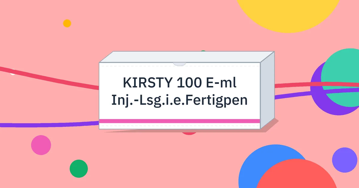 Symbolbild: Packung mit der Aufschrift KIRSTY 100 E-ml Inj.-Lsg.i.e.Fertigpen (PZN 18229766) – Verfügbarkeit und Bezug in Apotheken in Frankfurt am Main